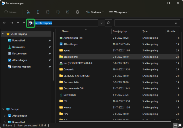 Recente mappen toevoegen aan Snelle toegang. – Steijvers.com