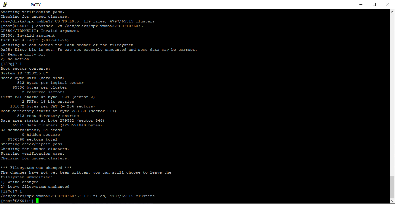 A problem with one or more vFAT bootbank partitions – Steijvers.com